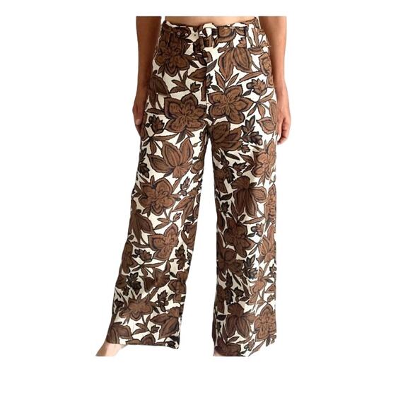 Zara | Pants & Jumpsuits | Zara Slacks Women Medium Floral Wide Leg ...